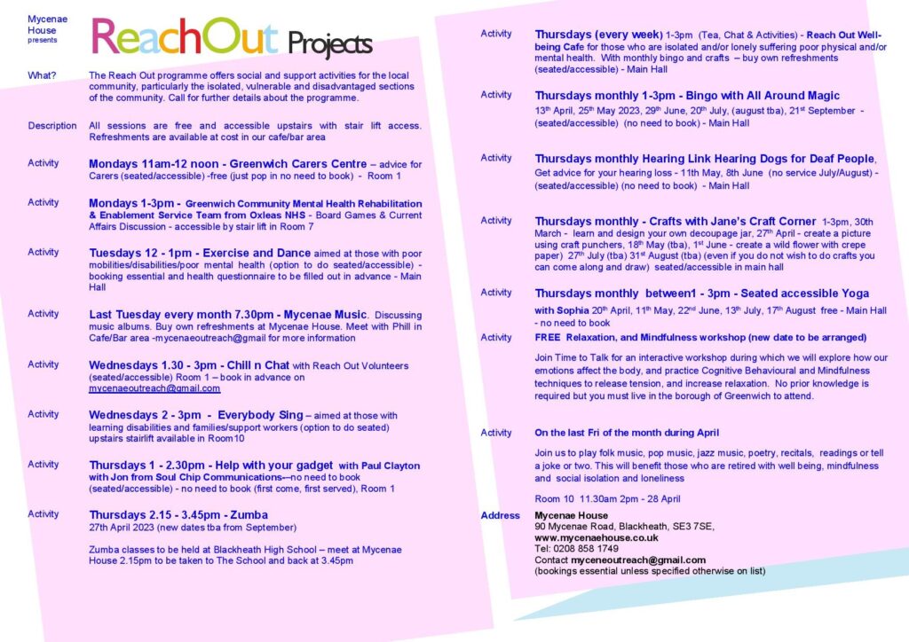 Reach Out Projects – Mycenae House